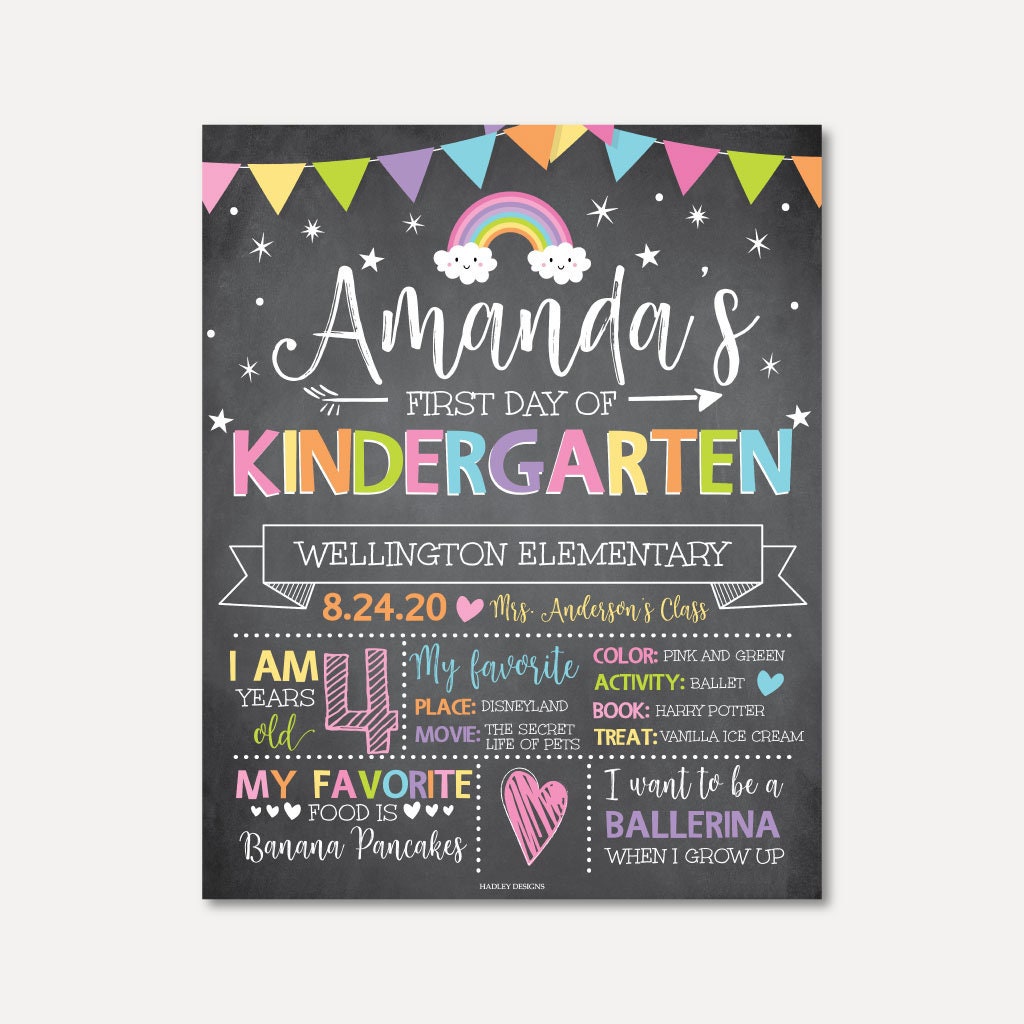 Pink First Day of School Sign Editable Last Day of School - Etsy