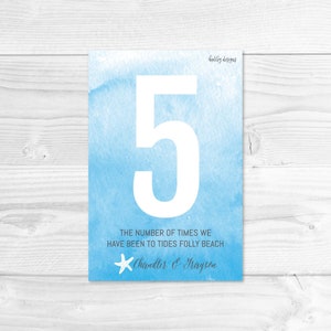 Beach Wave Wedding Table Numbers Template - DIY Table Numbers for a ...