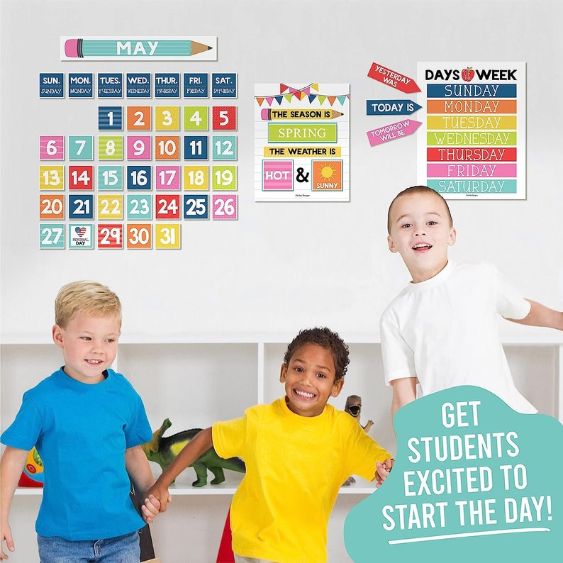 Colorful Classroom Calendar Set Bulletin Board Sets for Teachers ...