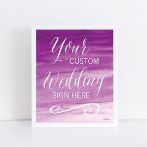 Purple Watercolor Wedding Custom Sign Template Design Your - Etsy