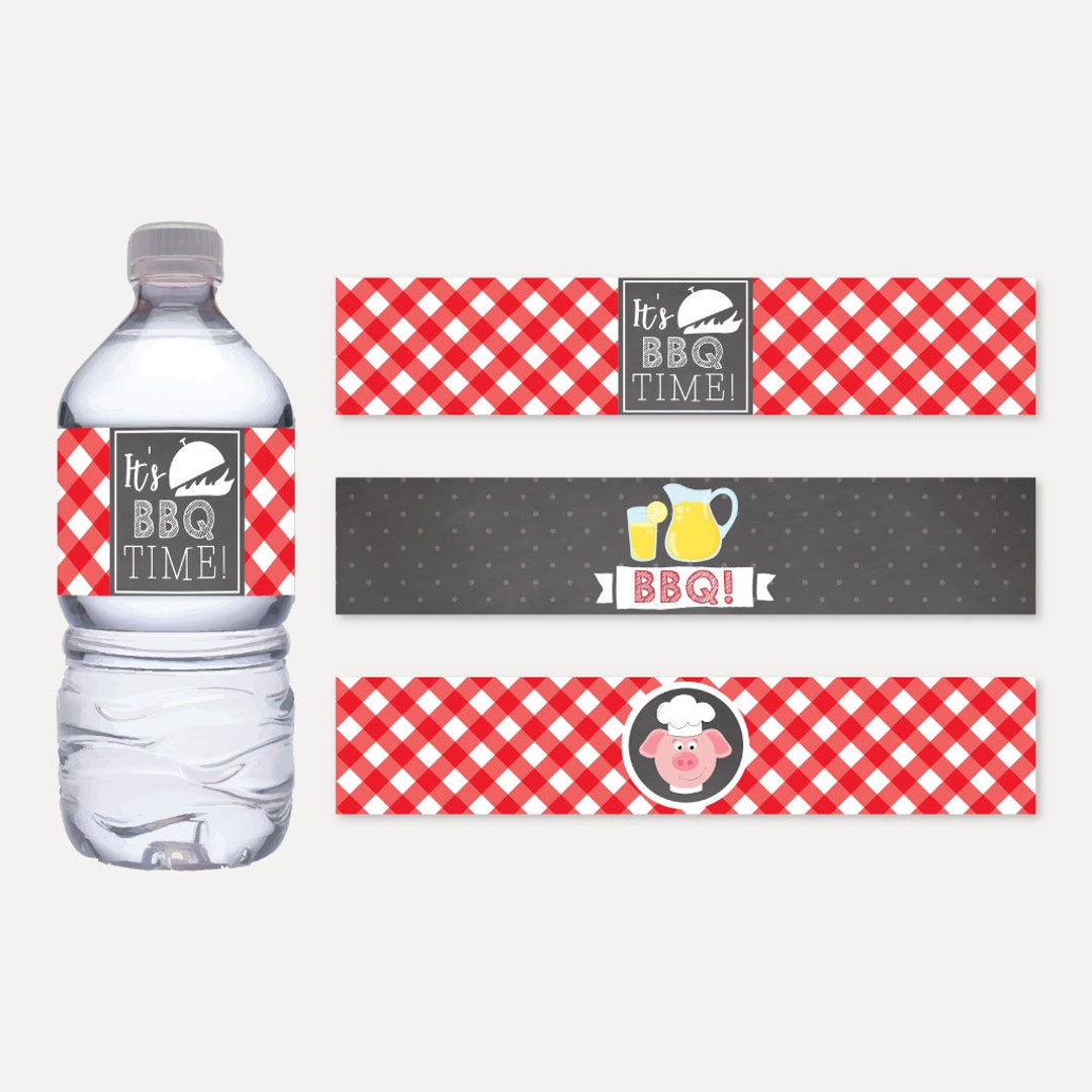 Backyard BBQ Water Bottle Labels Printable, Grill Cookout Drink ...