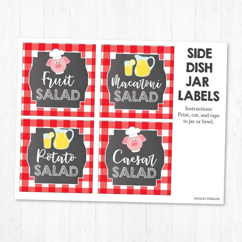Printable Backyard BBQ Food Jar Labels Cookout Food Label | Etsy