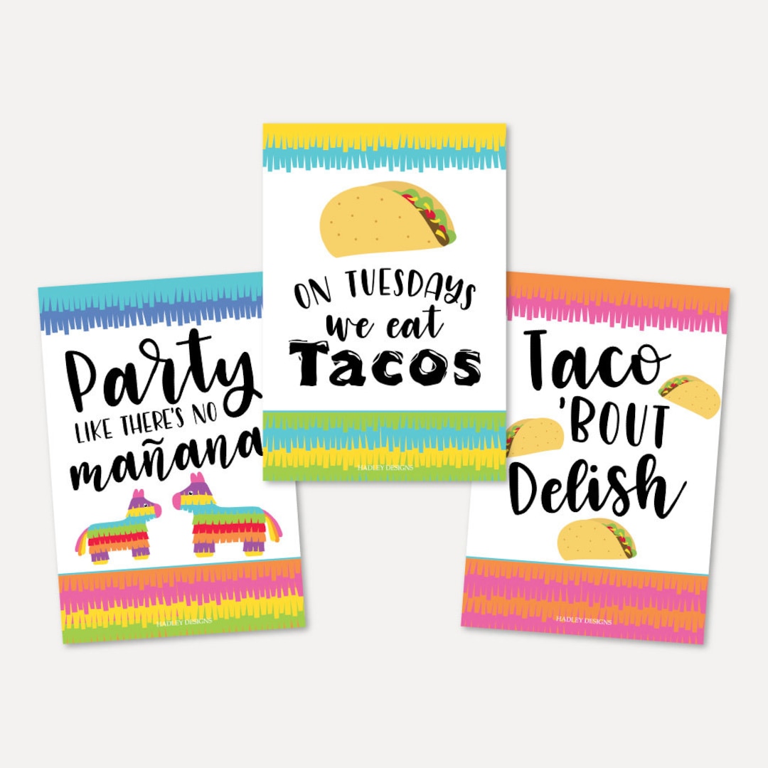 Printable Taco Bar Mini Sign Templates, 3 Editable Mexican Buffet Sign ...