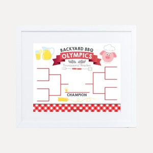 Backyard BBQ Olympics Tournament Bracket Sign, 4th of July Family Game ...