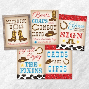 Cowboy Baby Shower Sign Set Templates - Baby Shower Sign, Baby Shower ...