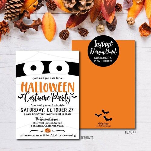 Halloween Costume Party Invitation Template Editable Costume - Etsy