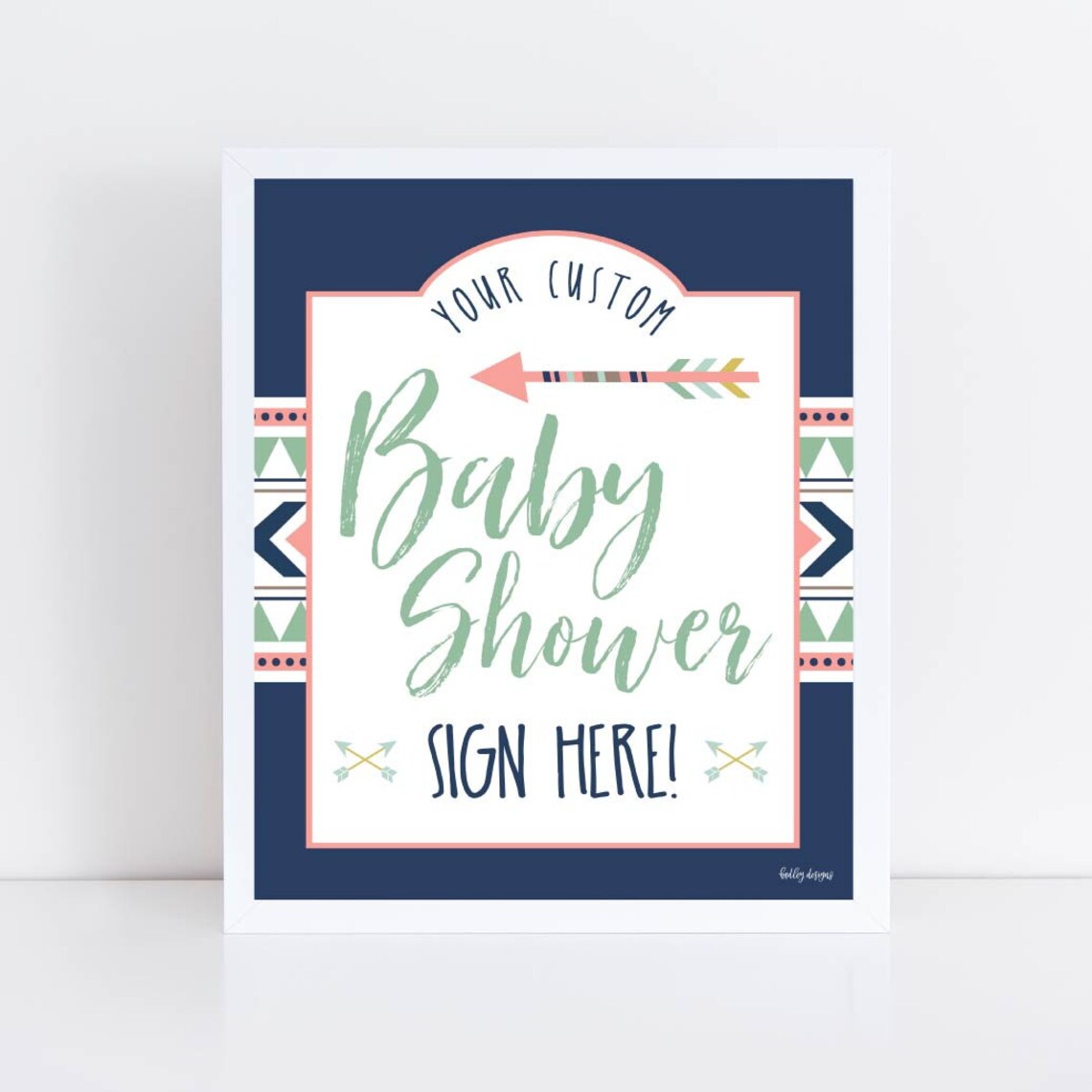 Aztec Adventure Girl Baby Shower Custom Sign Template - Design Your Own ...