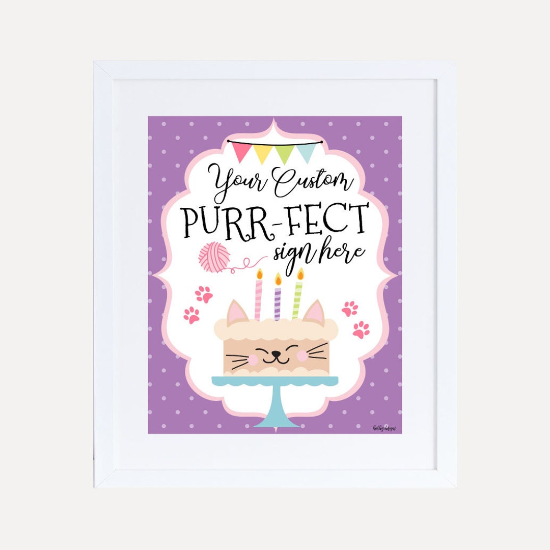 Cat Kids Party Custom Sign Template - Design Your Own Sign ...