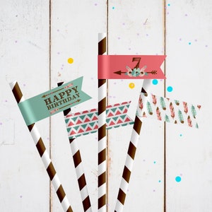 Horse Kids Party Straw Flags Template - Printable Straw Flag, Paper ...