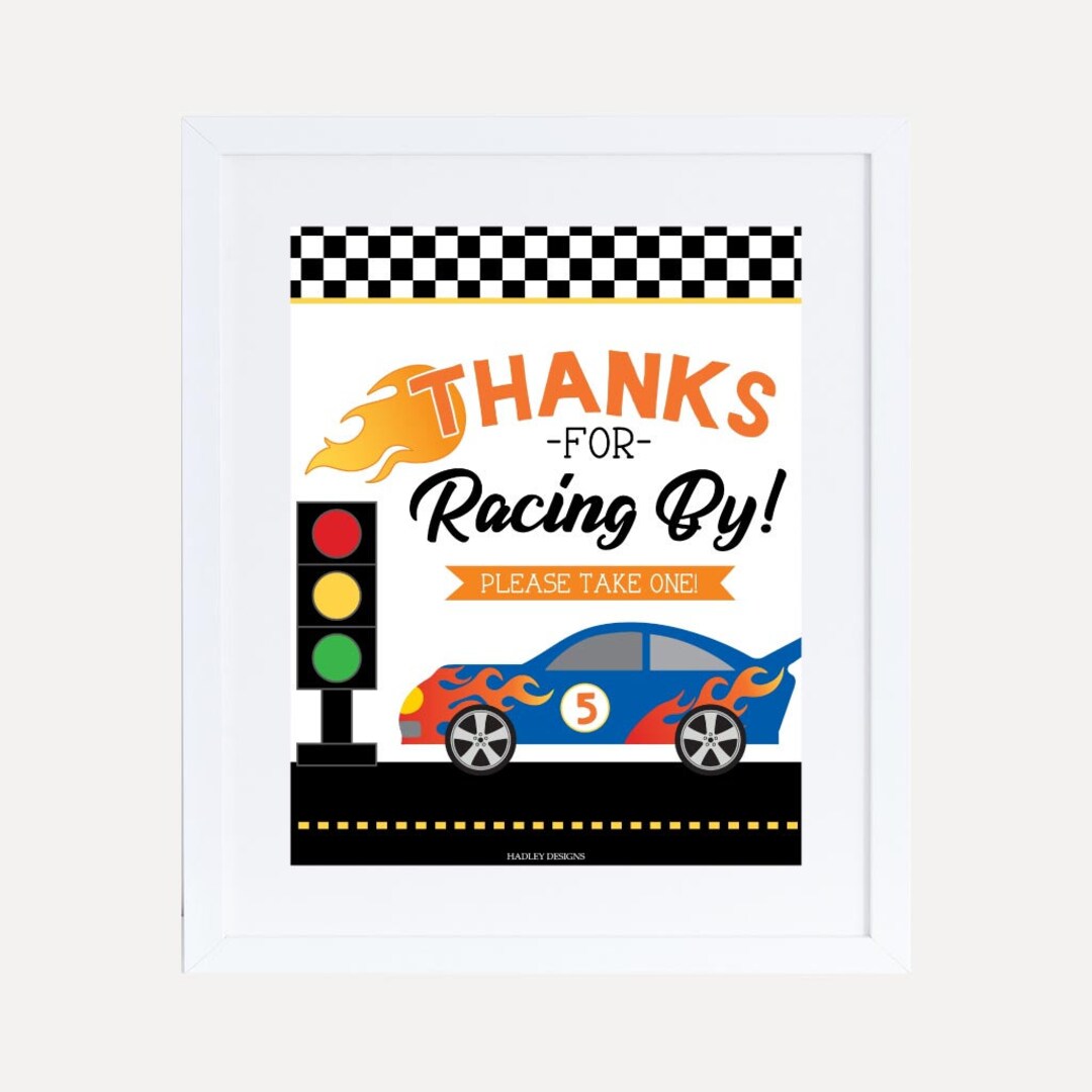 Race Car Party Favors Sign, Cars Theme Birthday Thank You Favors, Party ...