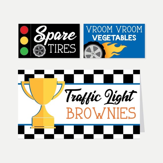 Race Car Party Food Tent Labels Editable Food Cards | Etsy