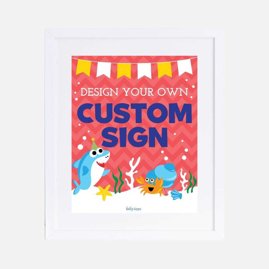 Baby Shark Kids Party Custom Sign Template Personalized - Etsy