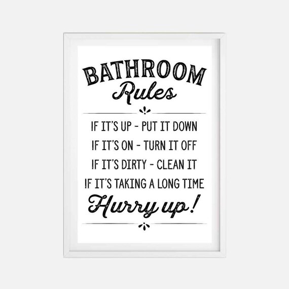 Bathroom Rules Wall Art Template Bathroom Rules Printable Etsy