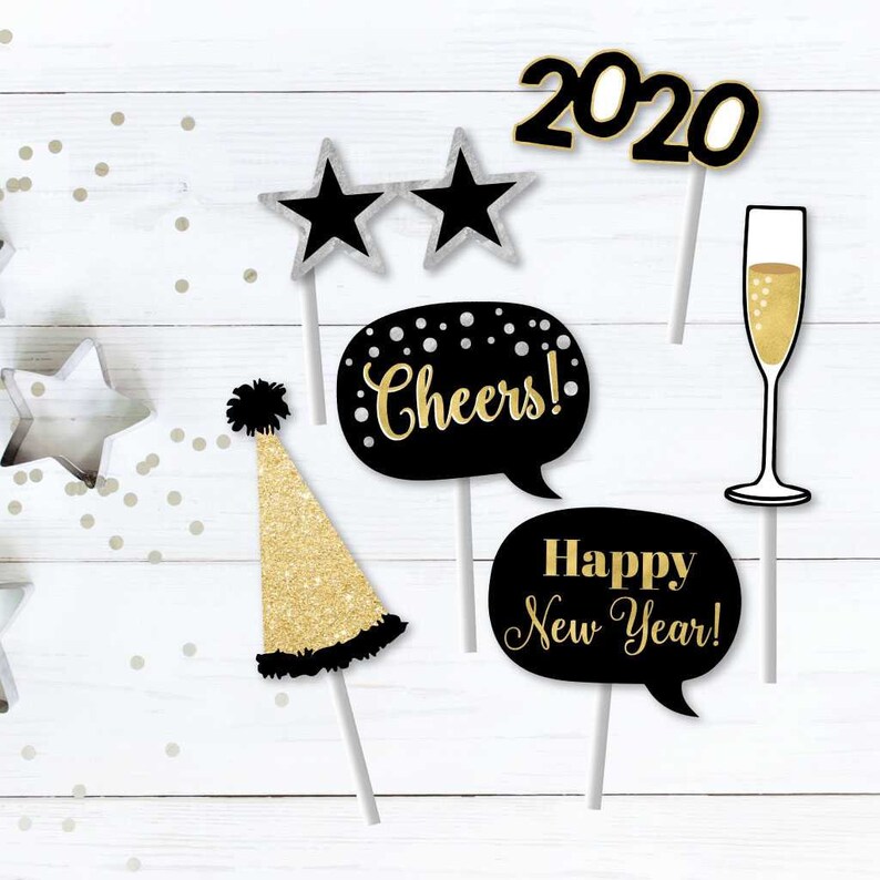 New Years Eve Party Photo Booth Props Template New Years Eve - Etsy