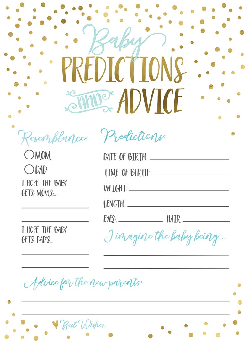 Modern Blue Baby Prediction Game Baby Advice Cards Baby - Etsy