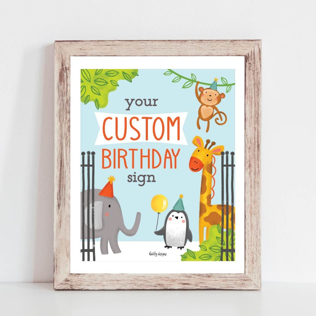 Zoo Kids Party Decorations Happy Birthday Printable Sign | Etsy
