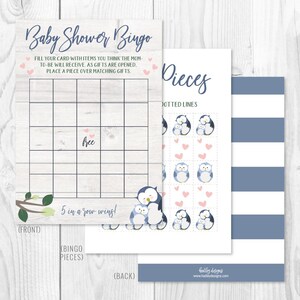 Owl Boy Blue Gray Baby Shower Bingo Printable, Bingo Baby Shower, Baby ...