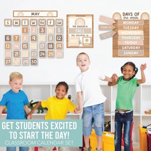 Boho Classroom Calendar Set Bulletin Board - Bulletin Board Calendar ...