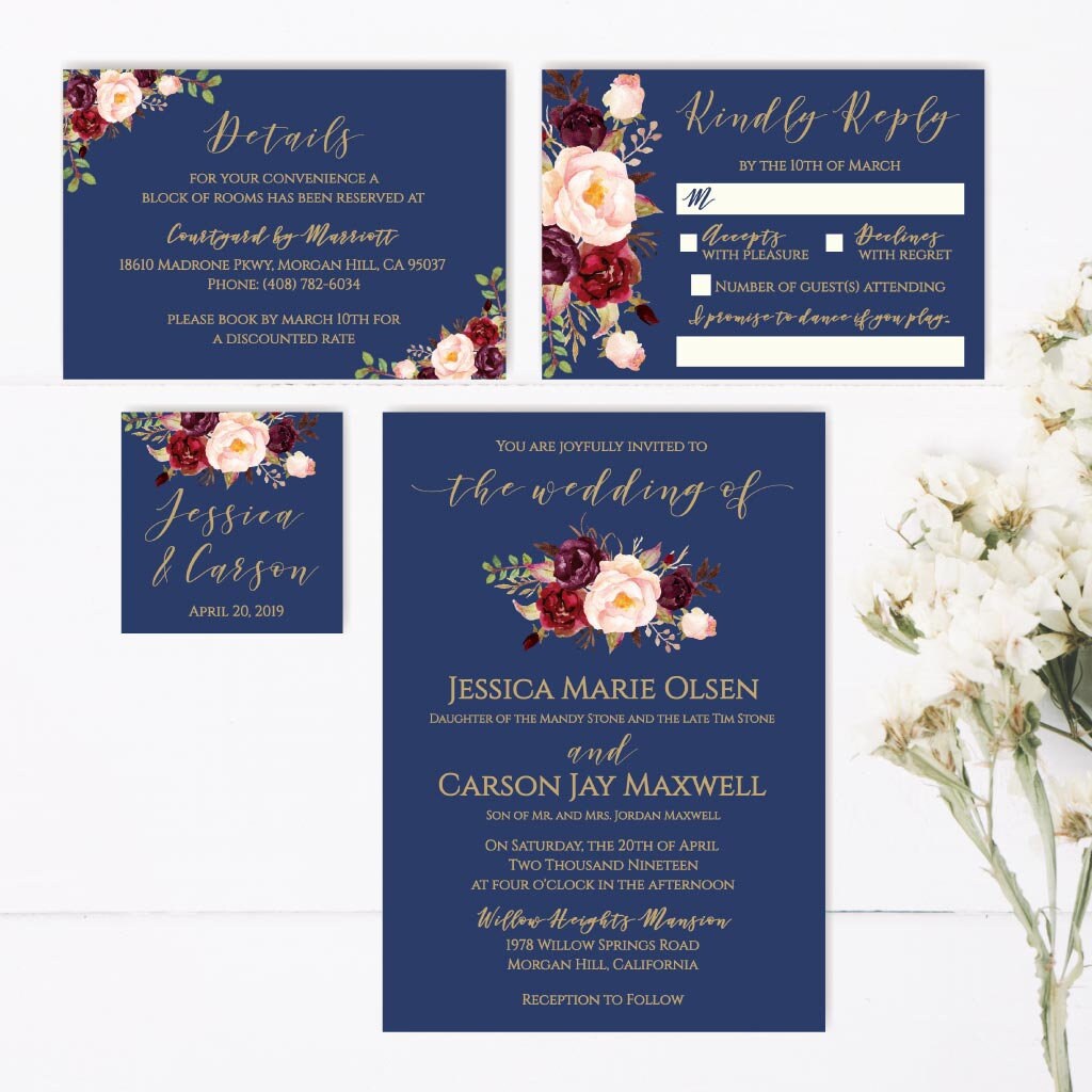 Printable Wedding Invitations Packages Wedding Invitations | Etsy