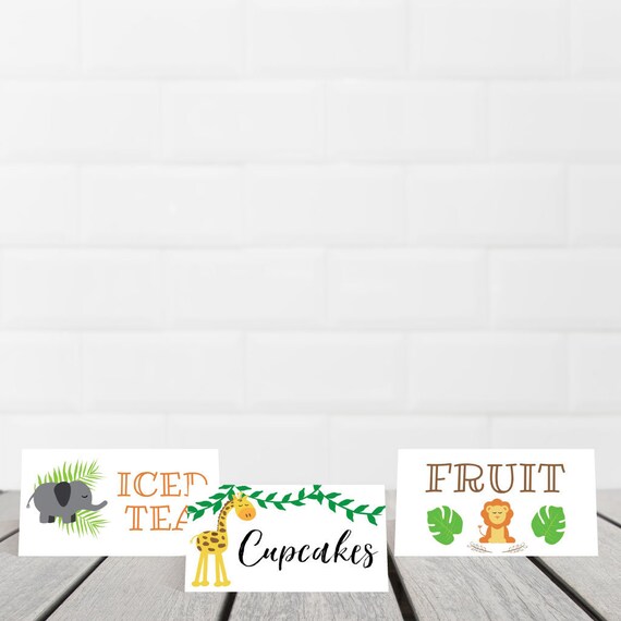 Jungle Animals Editable Food Tent Cards Food Tent Card | Etsy