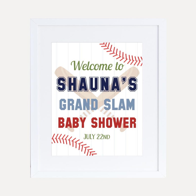 Baseball Baby Shower Welcome Sign Template Personalized | Etsy