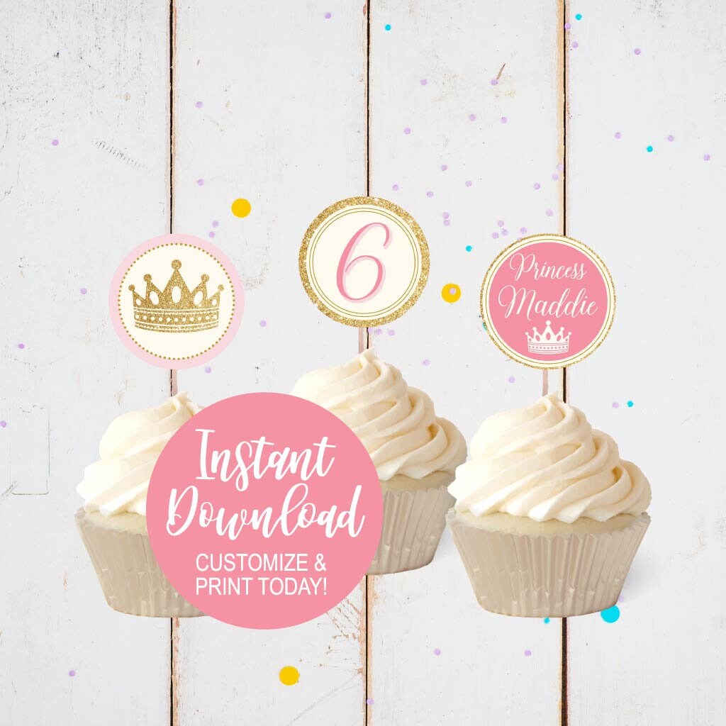 Party Toppers Princess Birthday Party Printable Toppers | Etsy