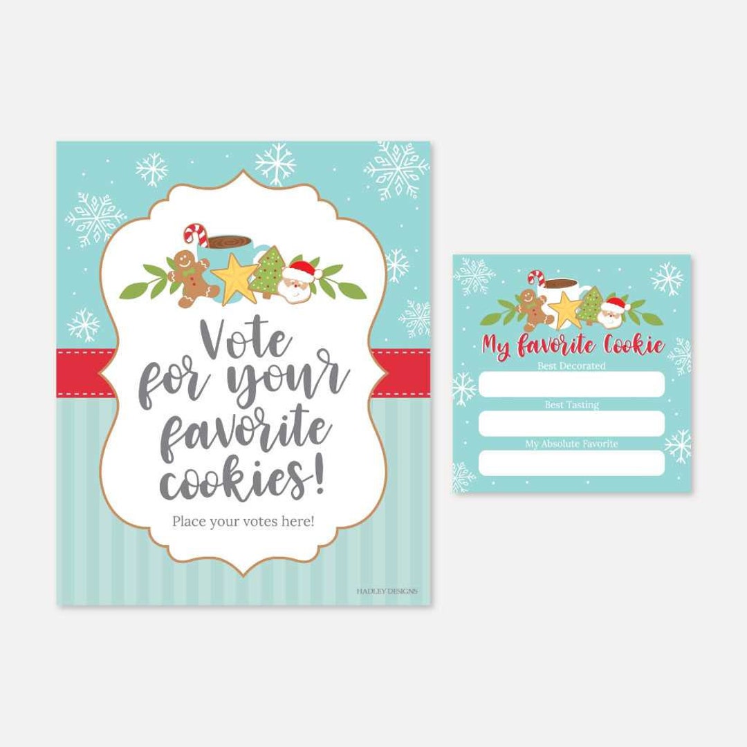 Christmas Cookie Exchange Voting Card Template - Cookie Competition ...