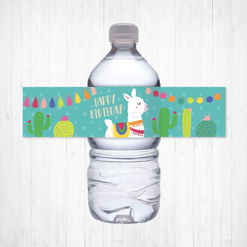 Llama Kids Party Bottle Label Template - Water Bottle Wraps, Party ...