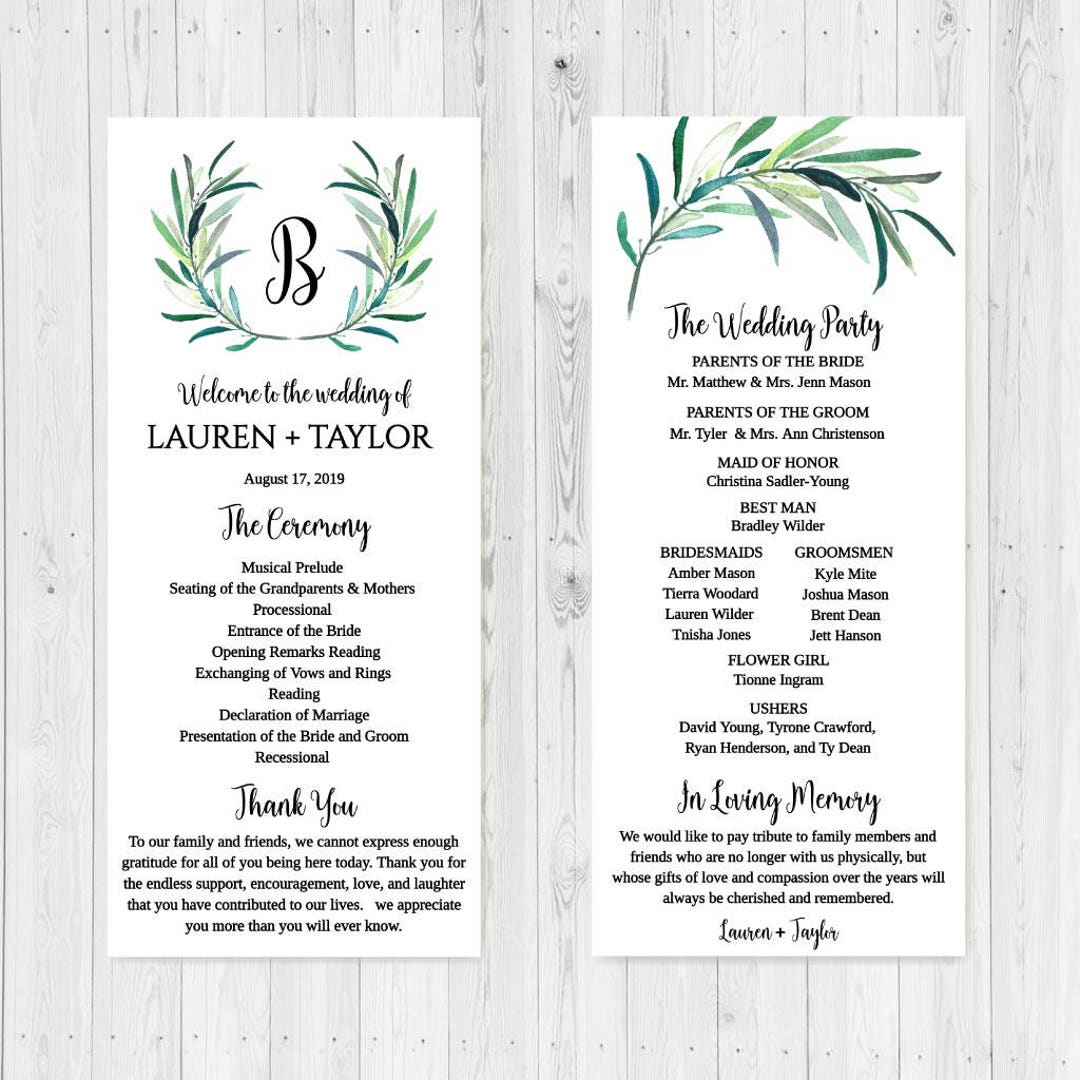 DIY Printable Wedding Programs Templates, Wedding Program Ideas ...
