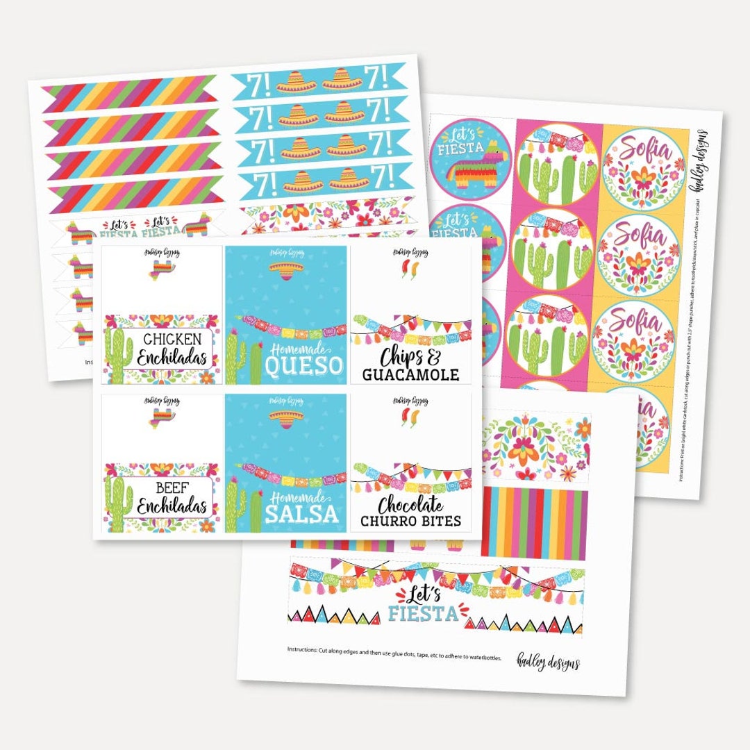 Fiesta Kids Party Accessories and Decor Package Template Printable ...