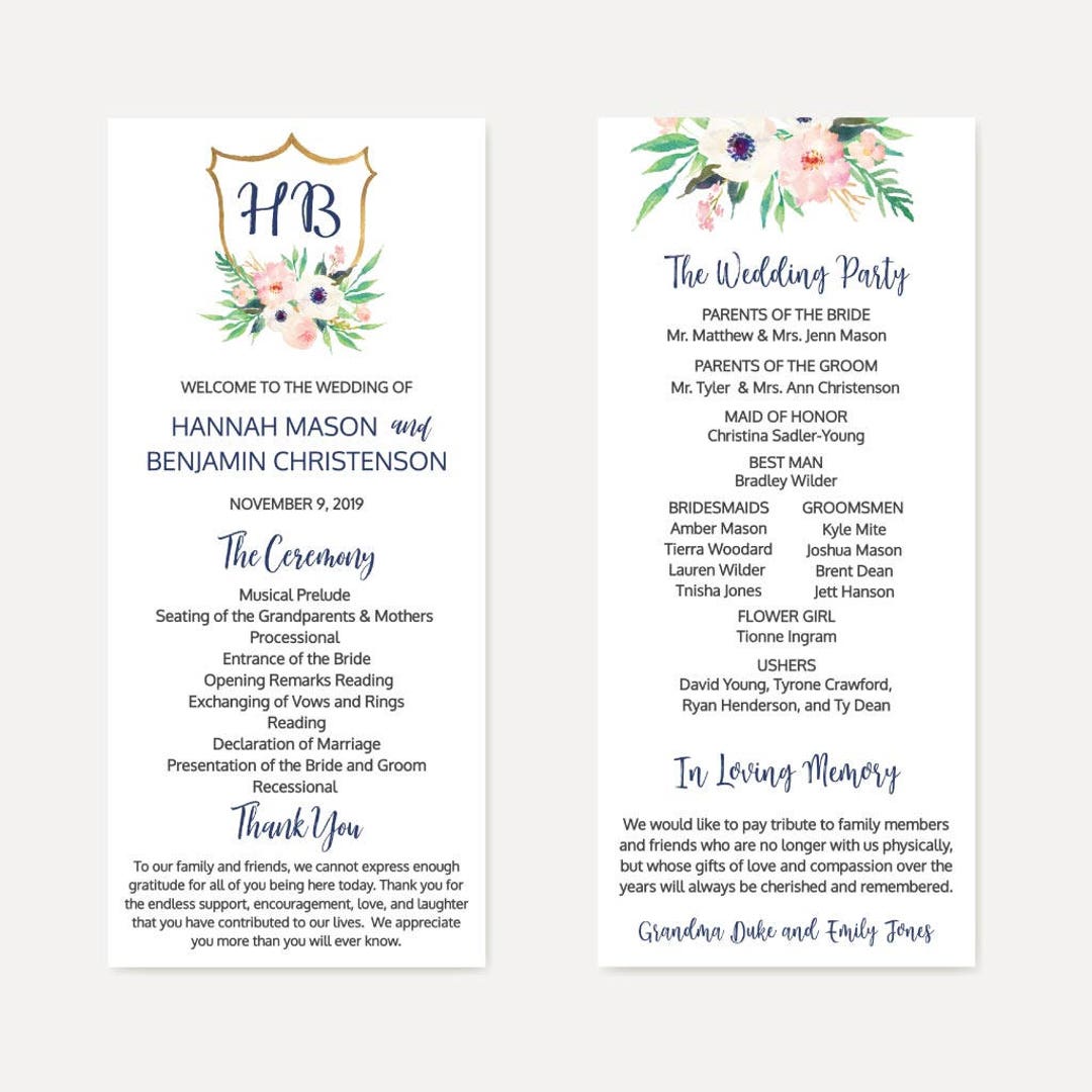DIY Printable Wedding Programs Templates, Wedding Program Ideas ...