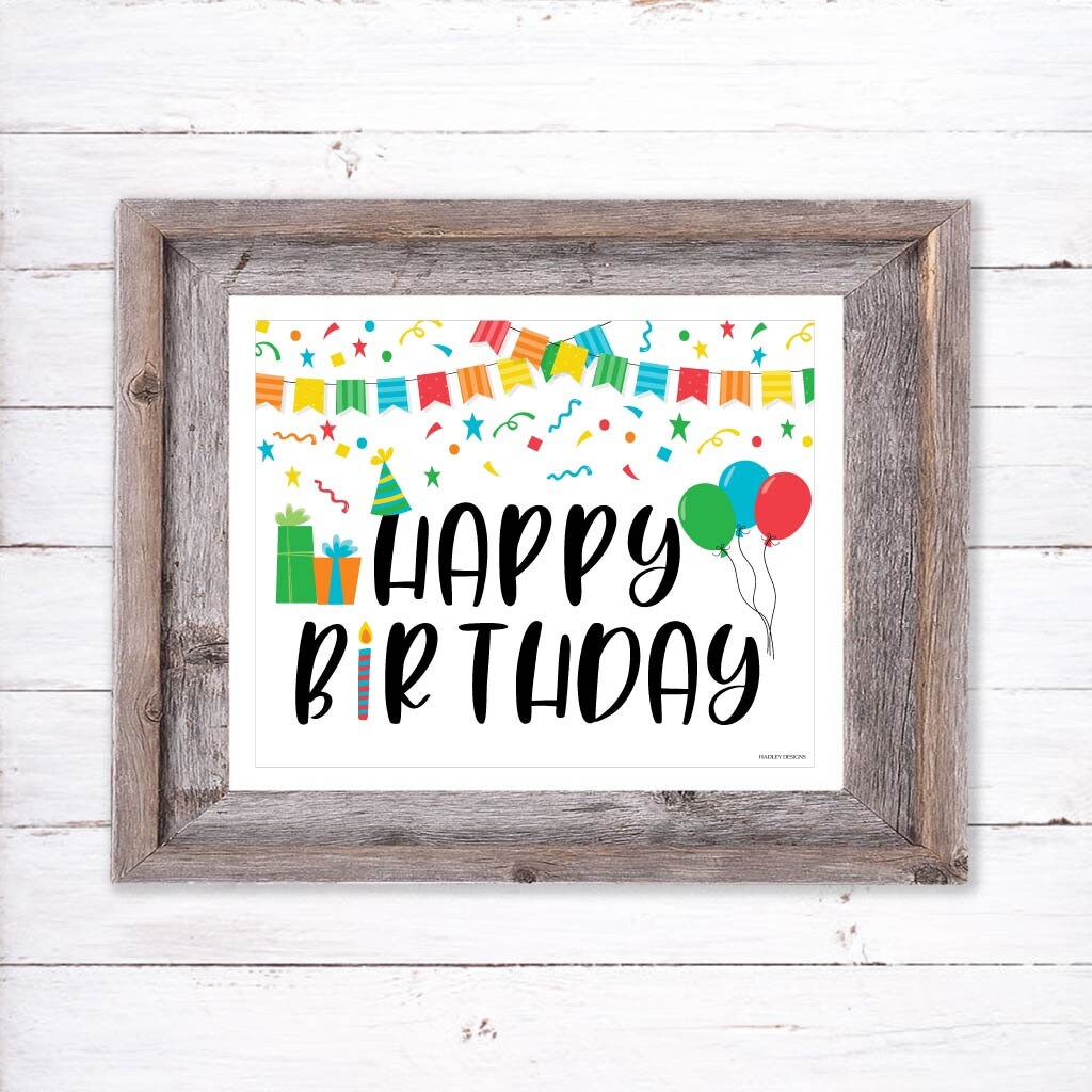 Happy Birthday Sign Printable Colorful Birthday Poster Yard - Etsy Canada