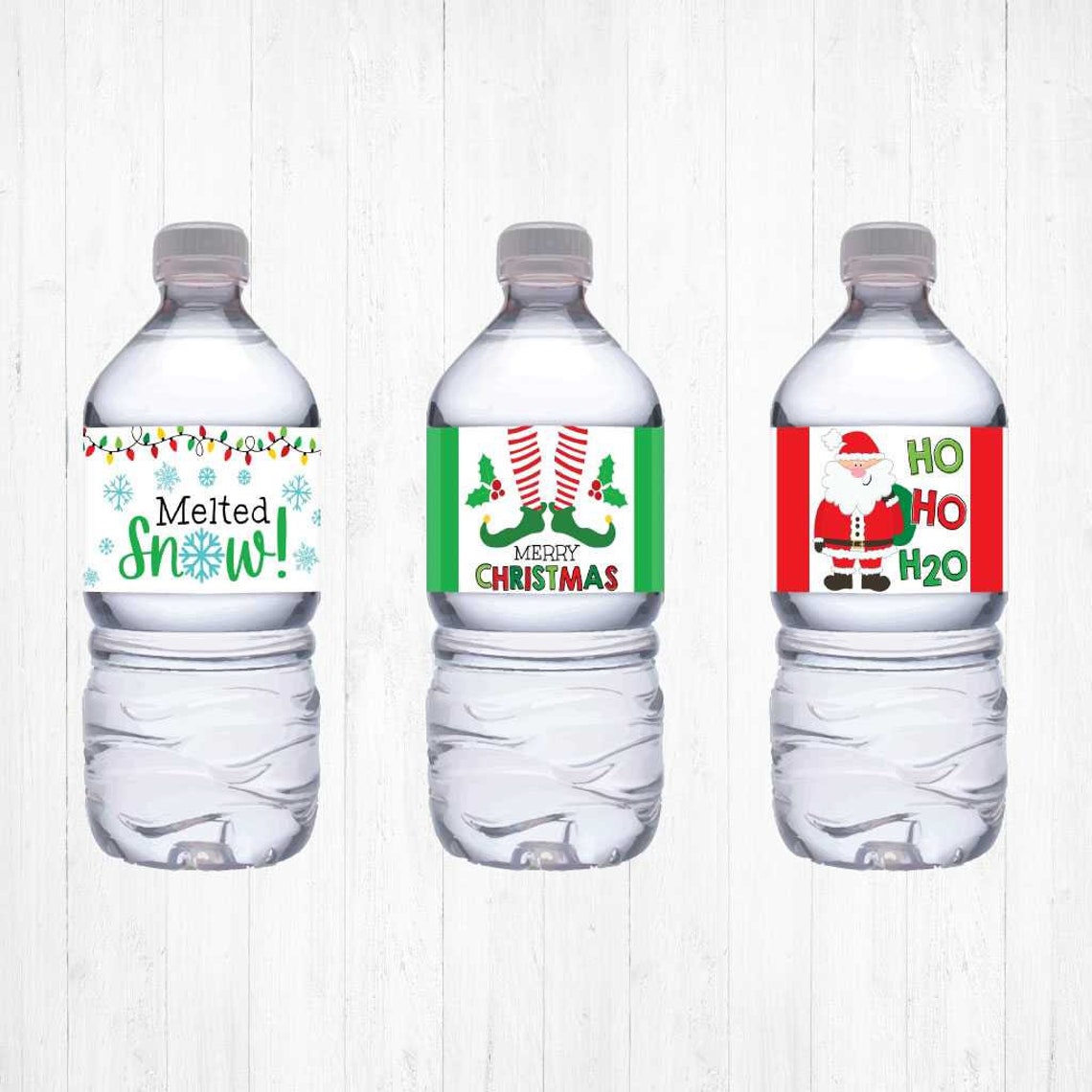 Water Bottle Wrapper Template Christmas Water Bottle Labels | Etsy