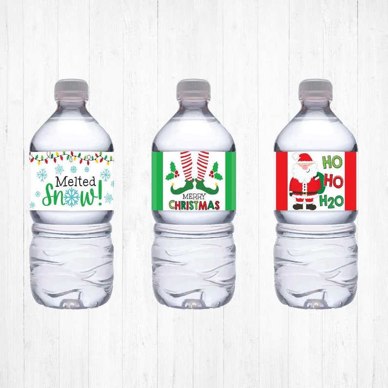 Water Bottle Wrapper Template Christmas Water Bottle Labels Etsy
