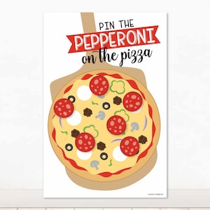 Pizza Party Pin the Pepperoni Game Template - Pin the Tail Game, Pin ...