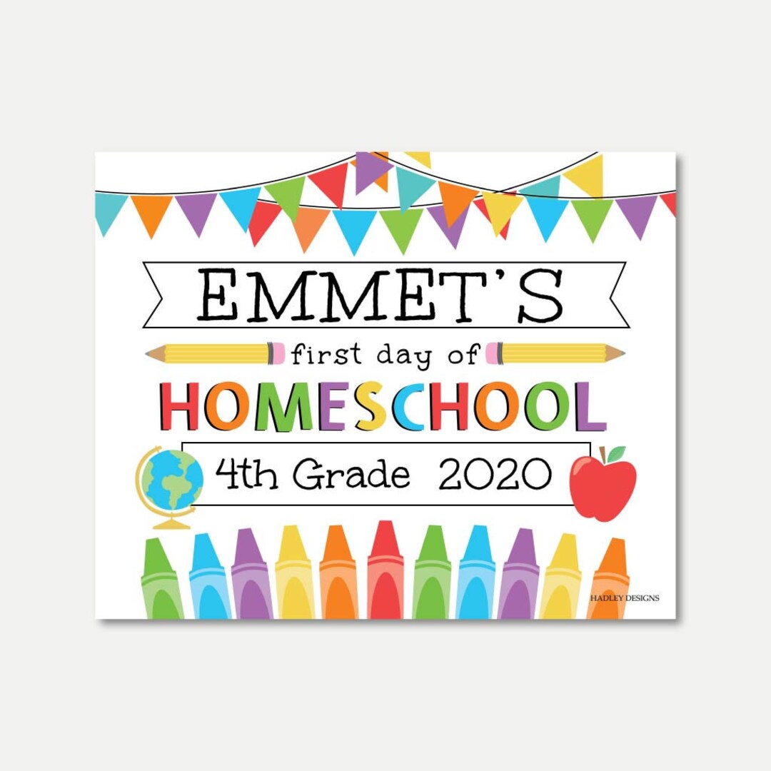 Back to Homeschool Sign Printable Colorful Custom First Day - Etsy