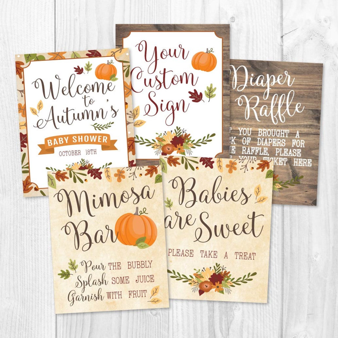 Fall Rustic Baby Shower Sign Set Templates Baby Shower Sign | Etsy