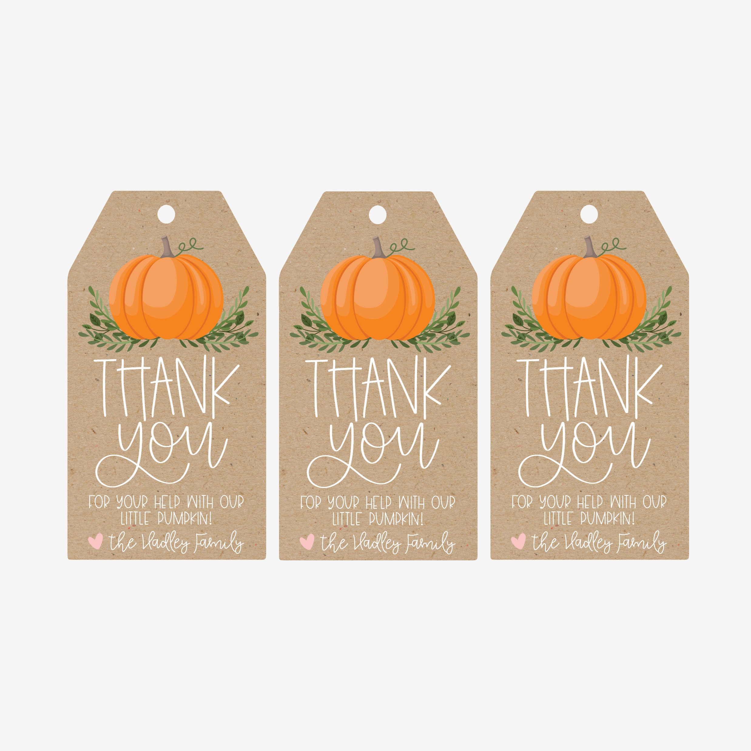 Thank You Pumpkin Gift Tags Printable DIY Printable PDF - Etsy