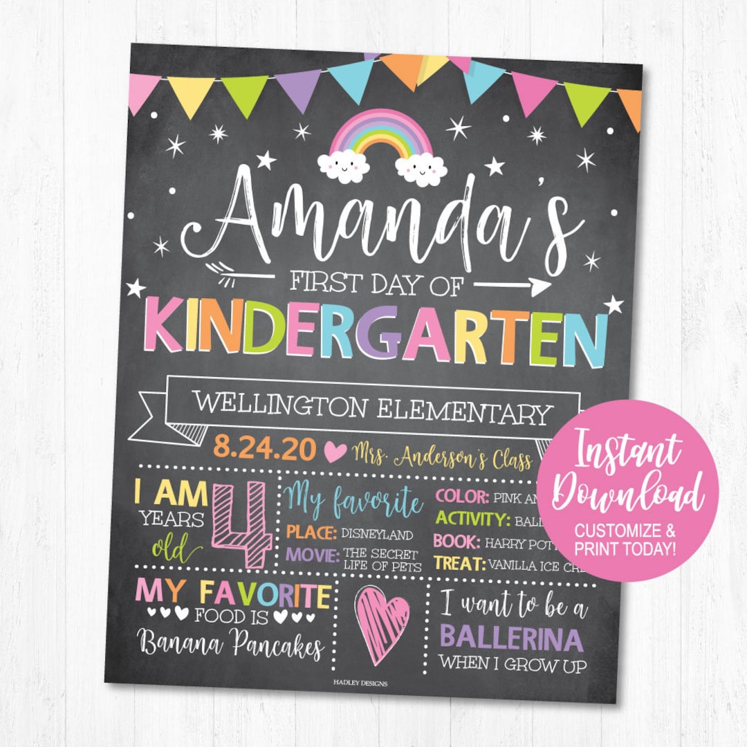 Pink First Day of School Sign Editable, Last Day of School Sign ...