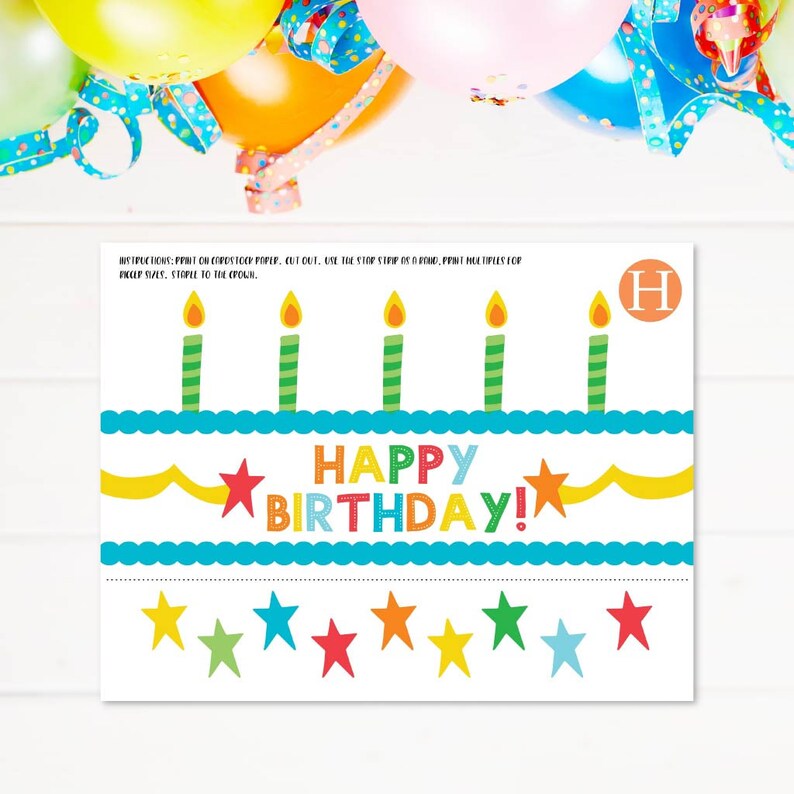 Kids Birthday Crown Template, Printable Birthday Headband, Editable ...