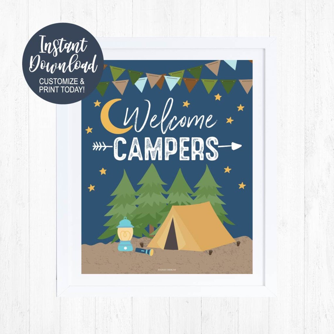 Welcome Campers Sign Printable Outdoor Camping Large Wall - Etsy