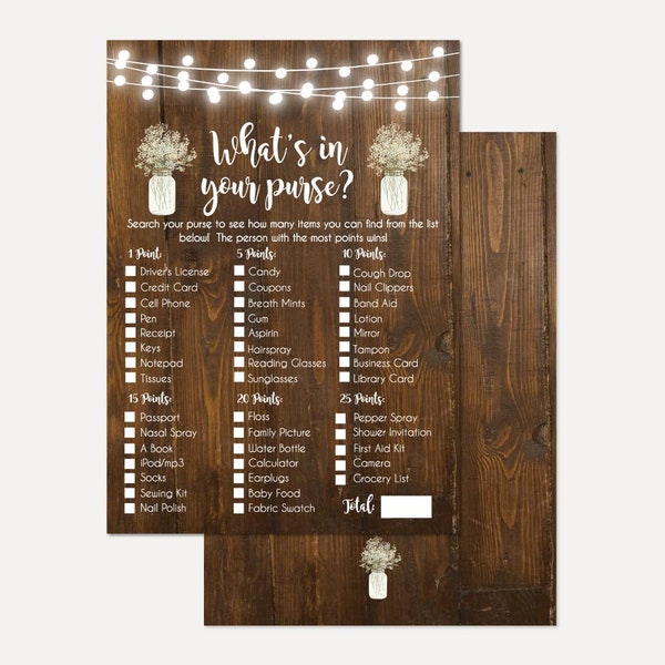 Whats in Your Purse Baby Shower Game - Etsy