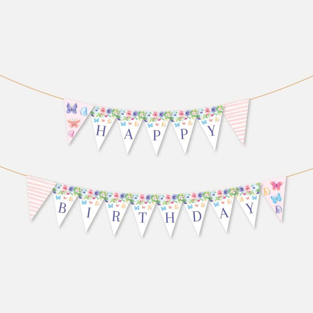 Butterfly Kids Party Banner Template Butterfly Banner - Etsy