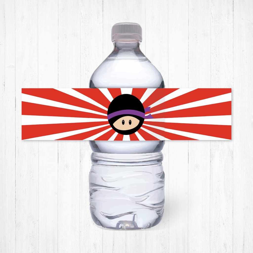 Ninja Kids Bottle Label Template Water Bottle Labels - Etsy