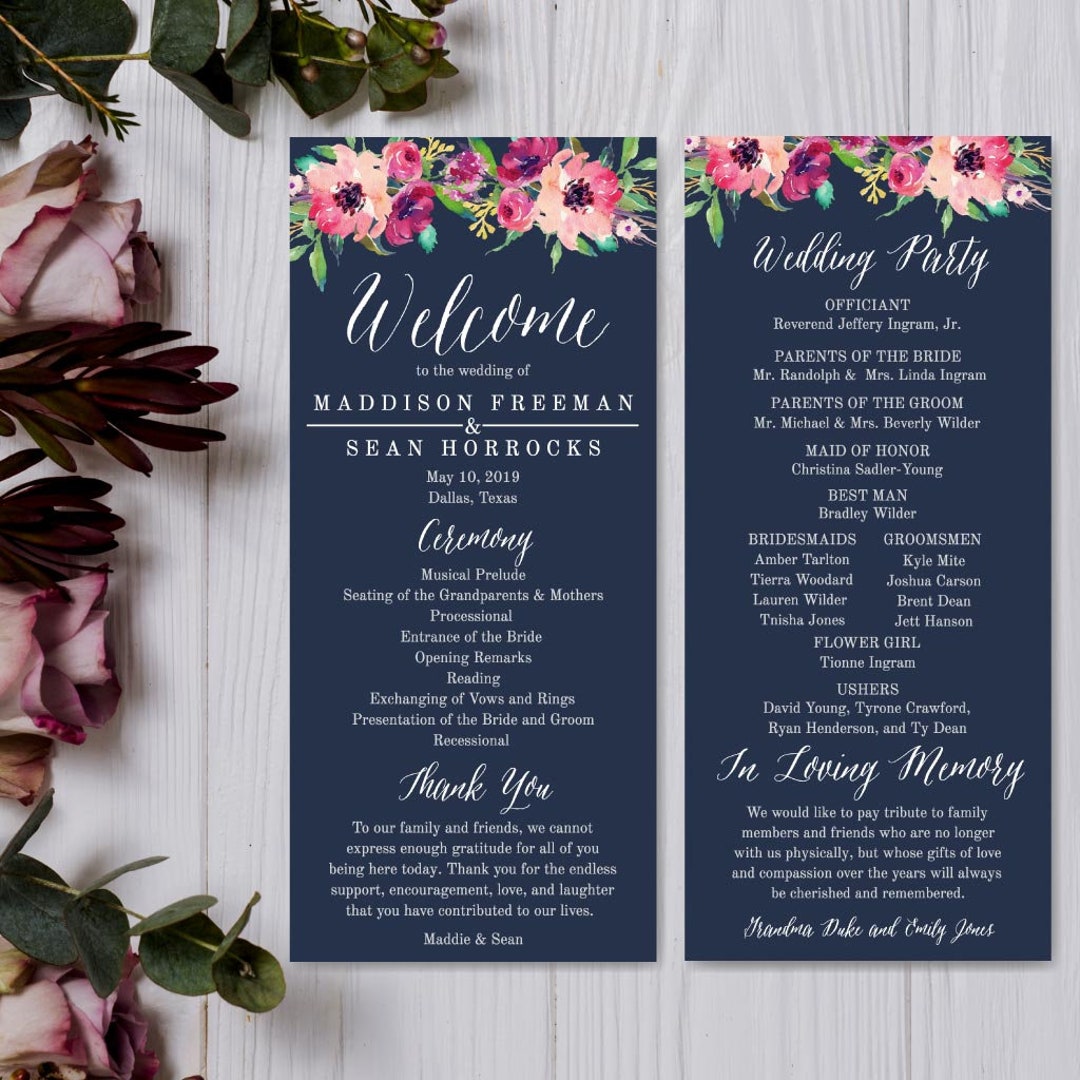 Instant Download Wedding Program, Wedding Program Thank You From the ...