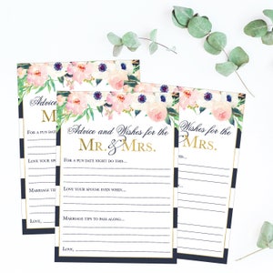 Floral Wedding Advice Cards Template, Wedding Advice Template, Wedding ...