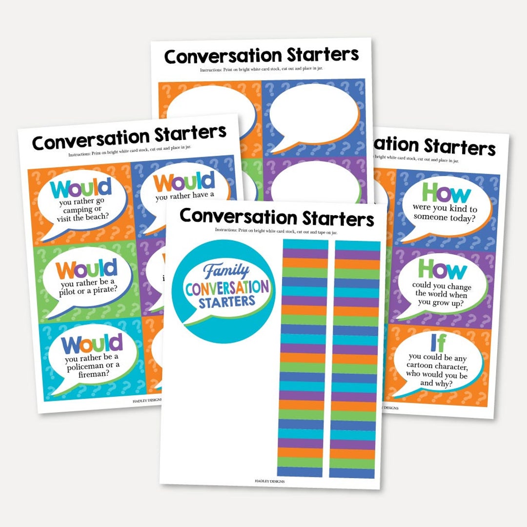 Printable Conversation Starter Cards, Dinner Table Questions for Kids ...