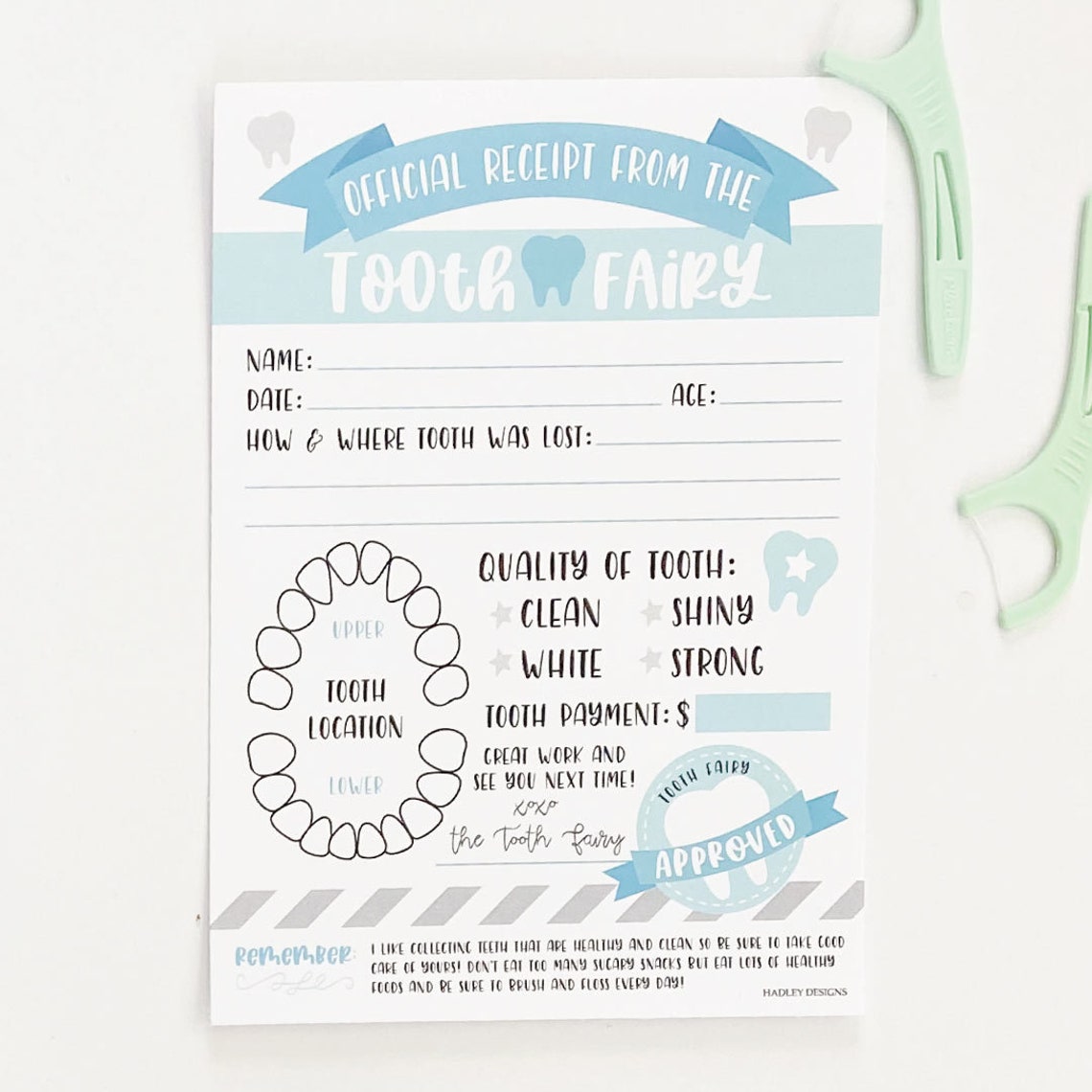 Tooth Fairy Kit Printable Lost Tooth Set Template Includes - Etsy