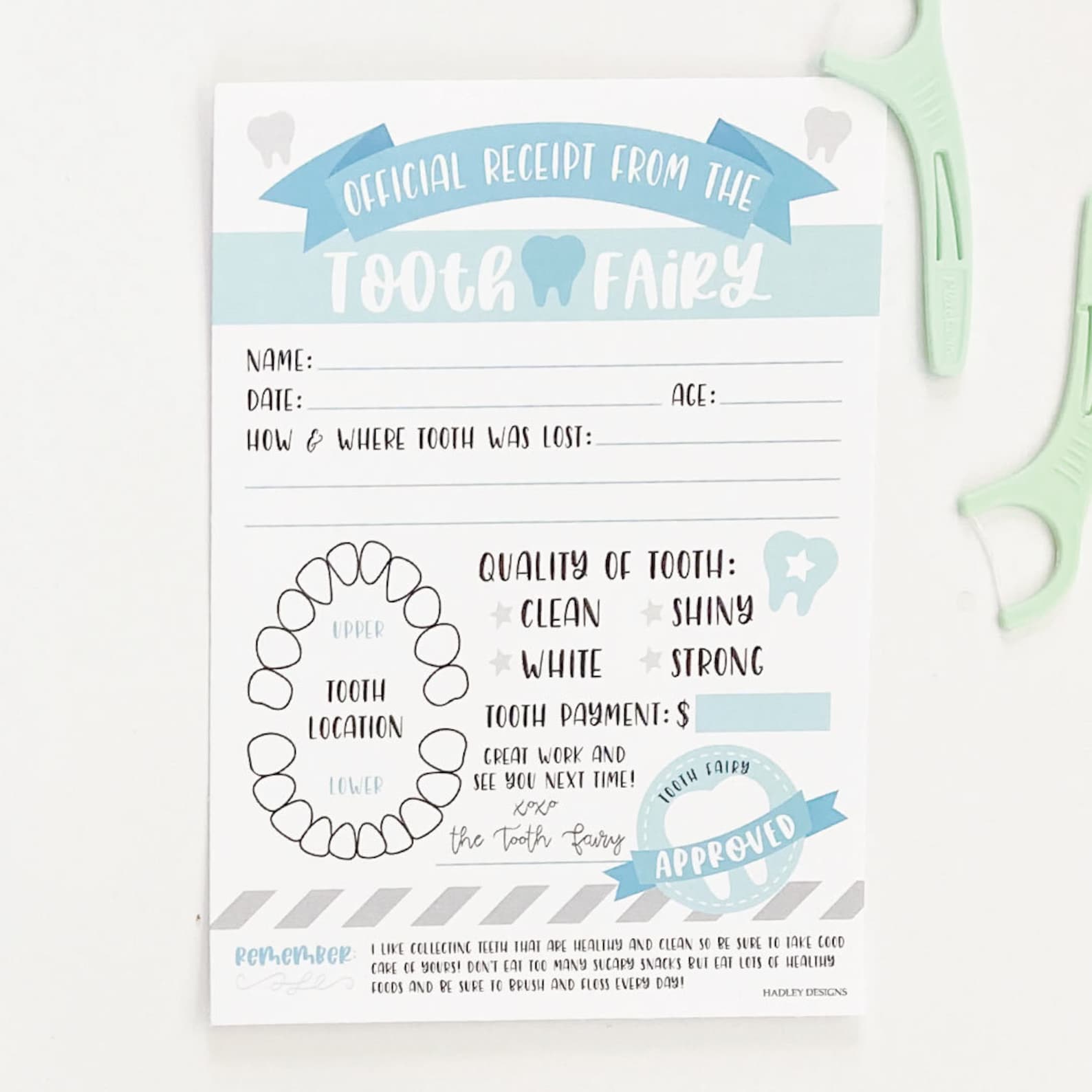 Tooth Fairy Kit Printable Lost Tooth Set Template Includes - Etsy