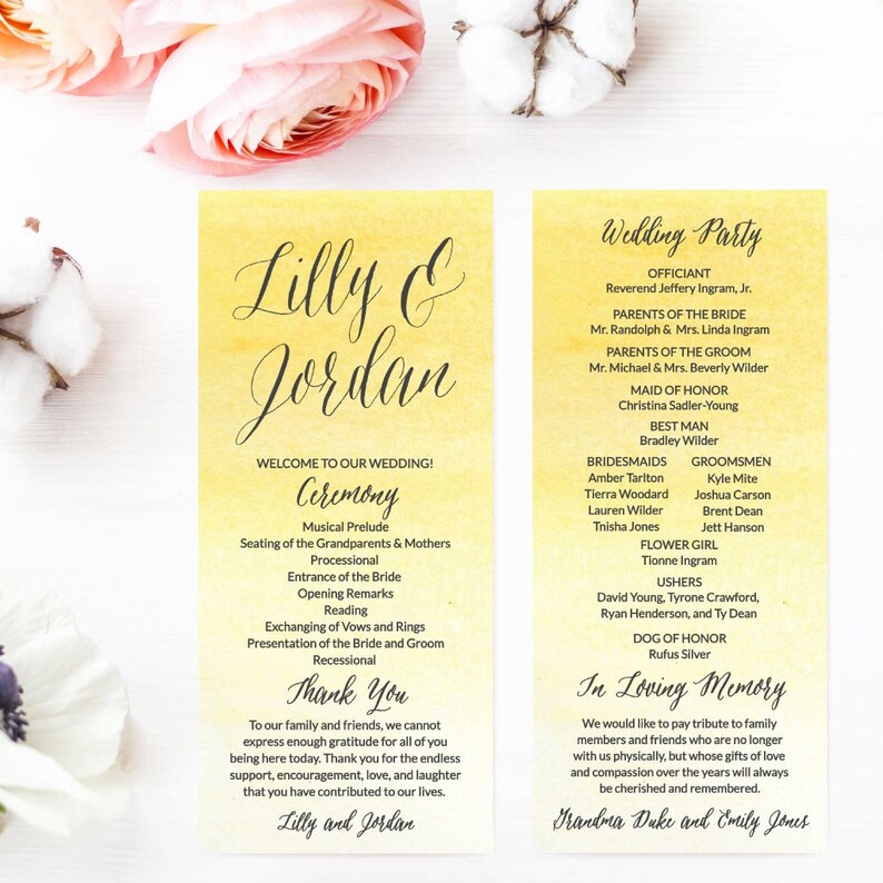 Instant Download Wedding Program Wedding Program Thank You | Etsy